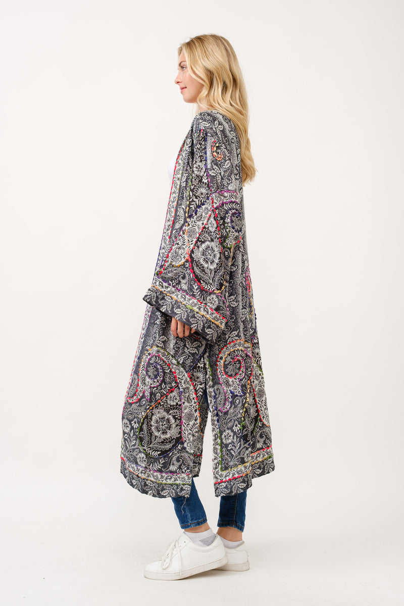 RAJ LENI THICK STITCH EMBROIDERED DUSTER | Raj Imports
