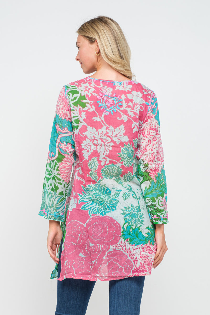 RAJ ALINA PRINTED EMBROIDERED TUNIC | Raj Imports